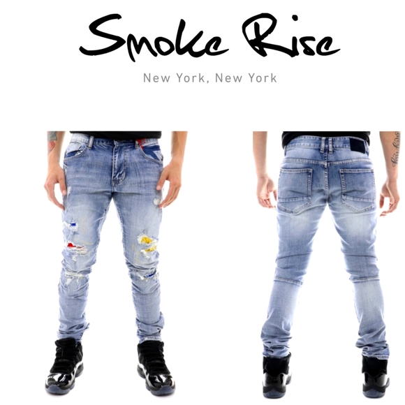 smoke rise ny | Jeans | Smoke Rise Mens Distressed Light Wash Denim ...
